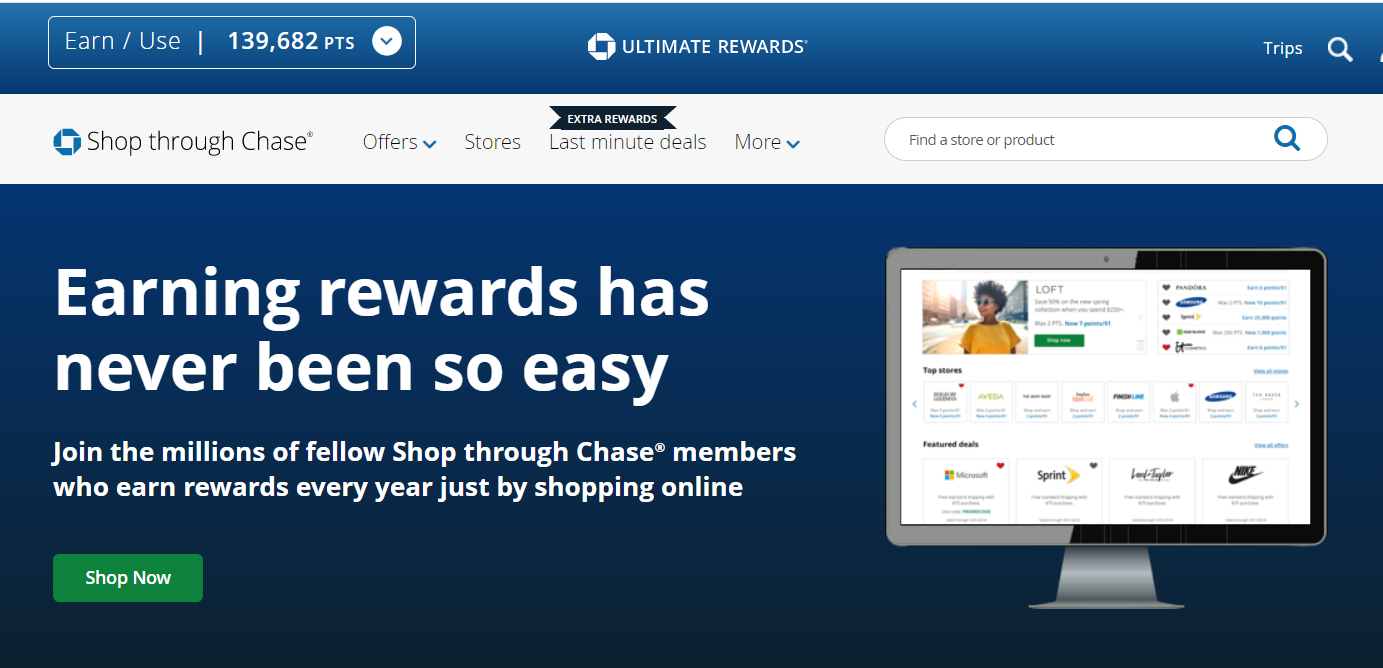 Shop through Chase 使用介绍，Chase 信用卡自家的购物返利网站 - 在美国