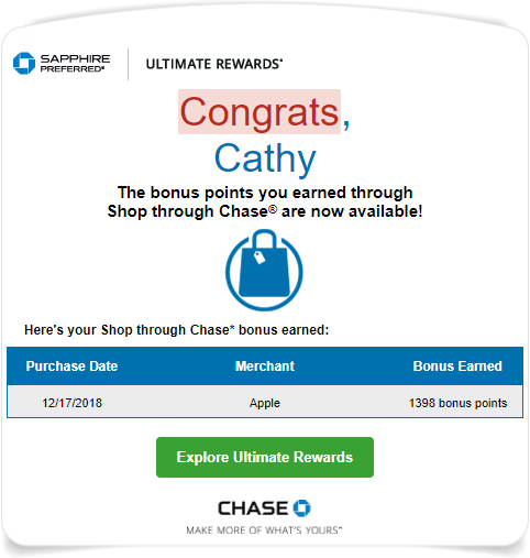 Shop through Chase 使用介绍，Chase 信用卡自家的购物返利网站 - 在美国